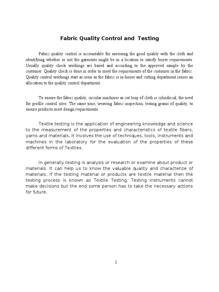 Fabric Quality Control and Testing Guide | PDF | Yarn | Textiles
