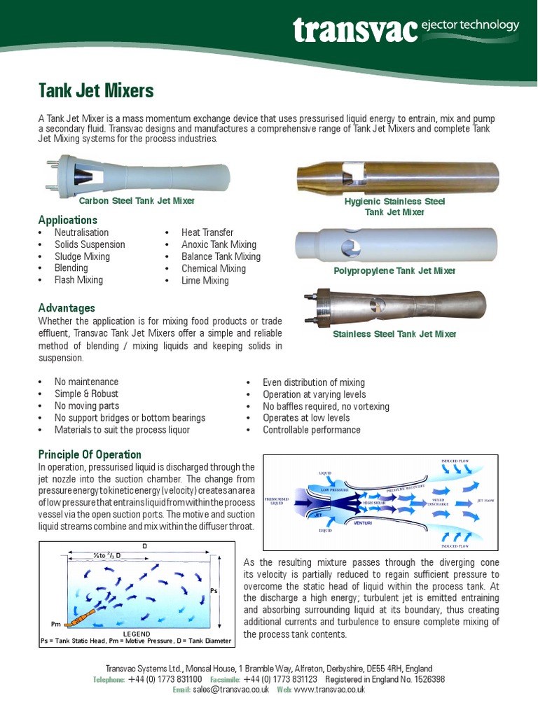 Tank Jet Mixers | PDF | Nozzle | Pump