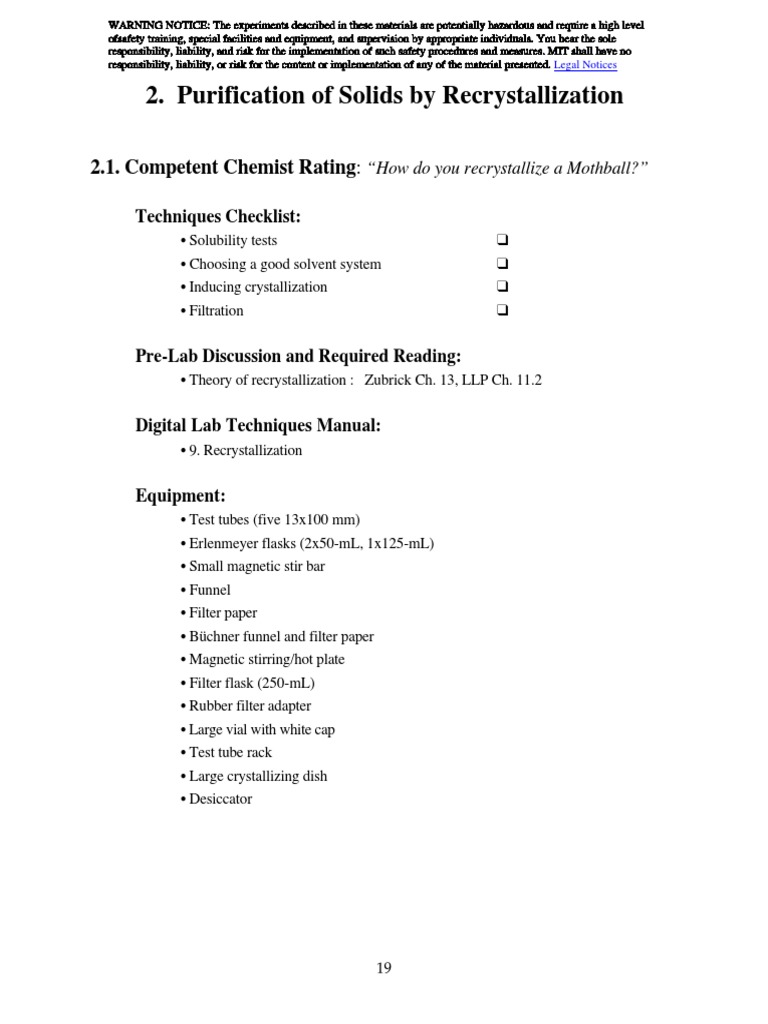 Purification of Solids by Recrystallization | PDF | Chemical Process ...