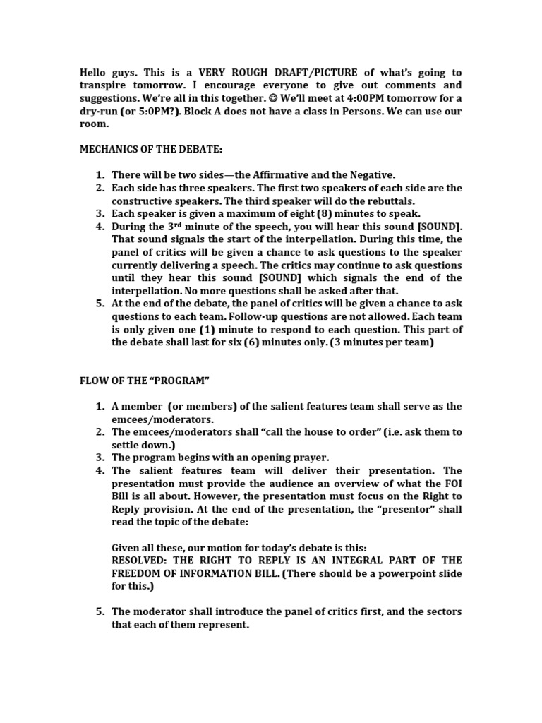 Mechanics of The Debate | PDF | Public Sphere