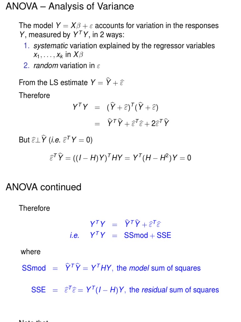 Linear Models | PDF | Errors And Residuals | Analysis Of Variance