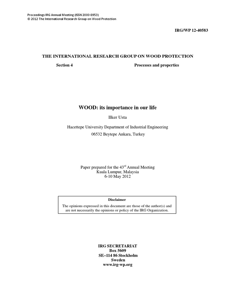 IRG 12-40583 - R - USTA - 2012 - Wood in Life PDF | PDF | Wood ...
