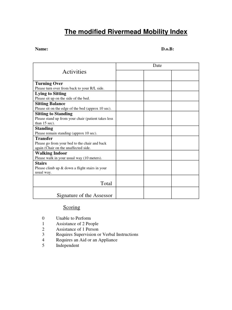 Modified Rivermead Mobility Index | PDF