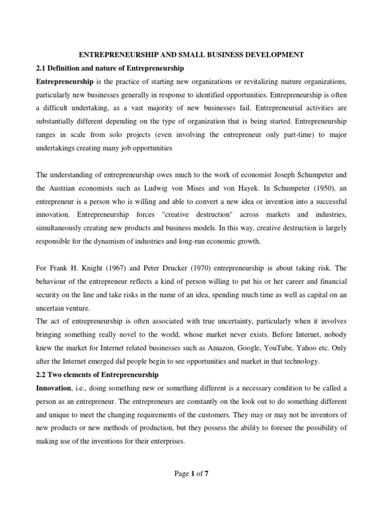 Entrepreneurship and Small Business Development PDF | PDF | Small ...