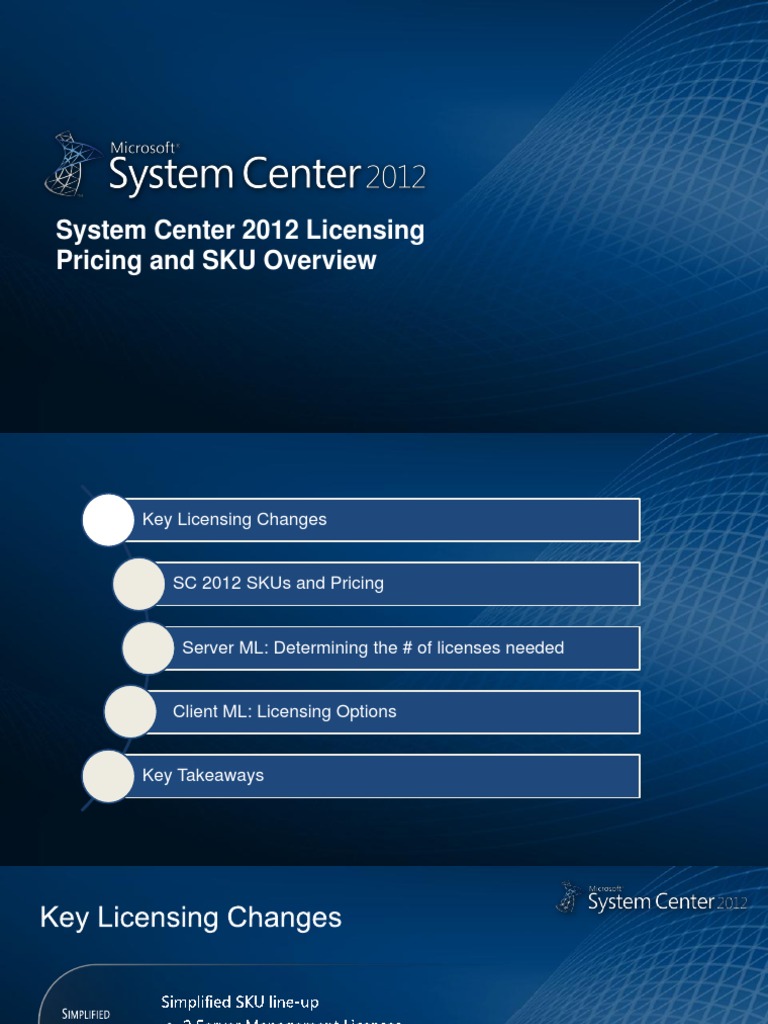 System Center 2012 Licensing - Pricing and SKU Overview Presentation ...