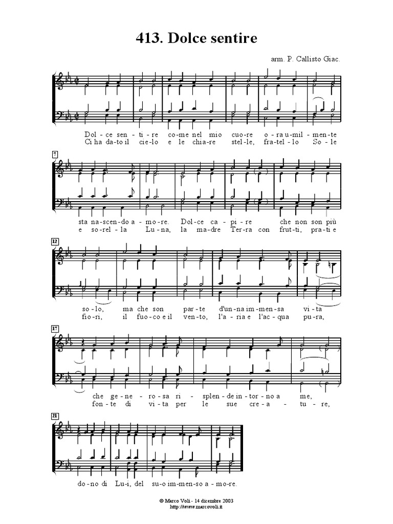 Dolce Sentire Spartito A 4 Voci Pdf