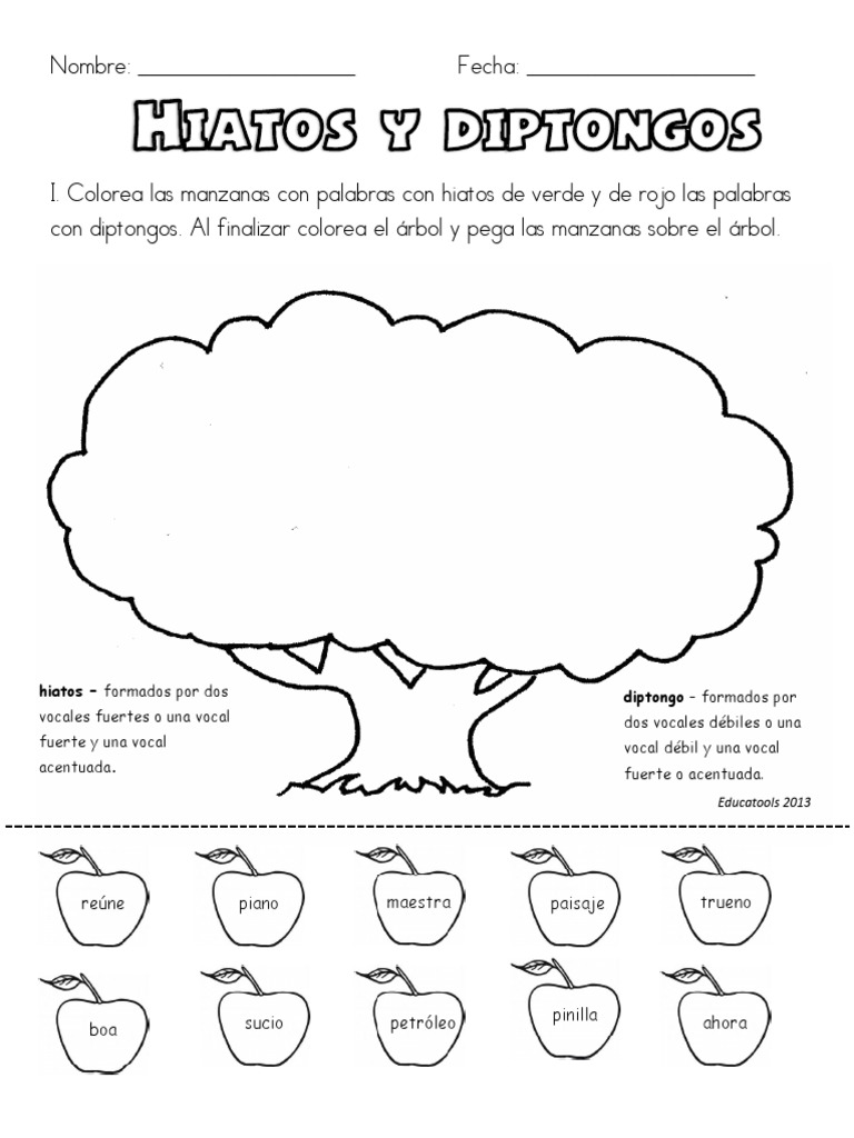 Ficha Hiatos y Diptongos | PDF | Fonética | Voz humana