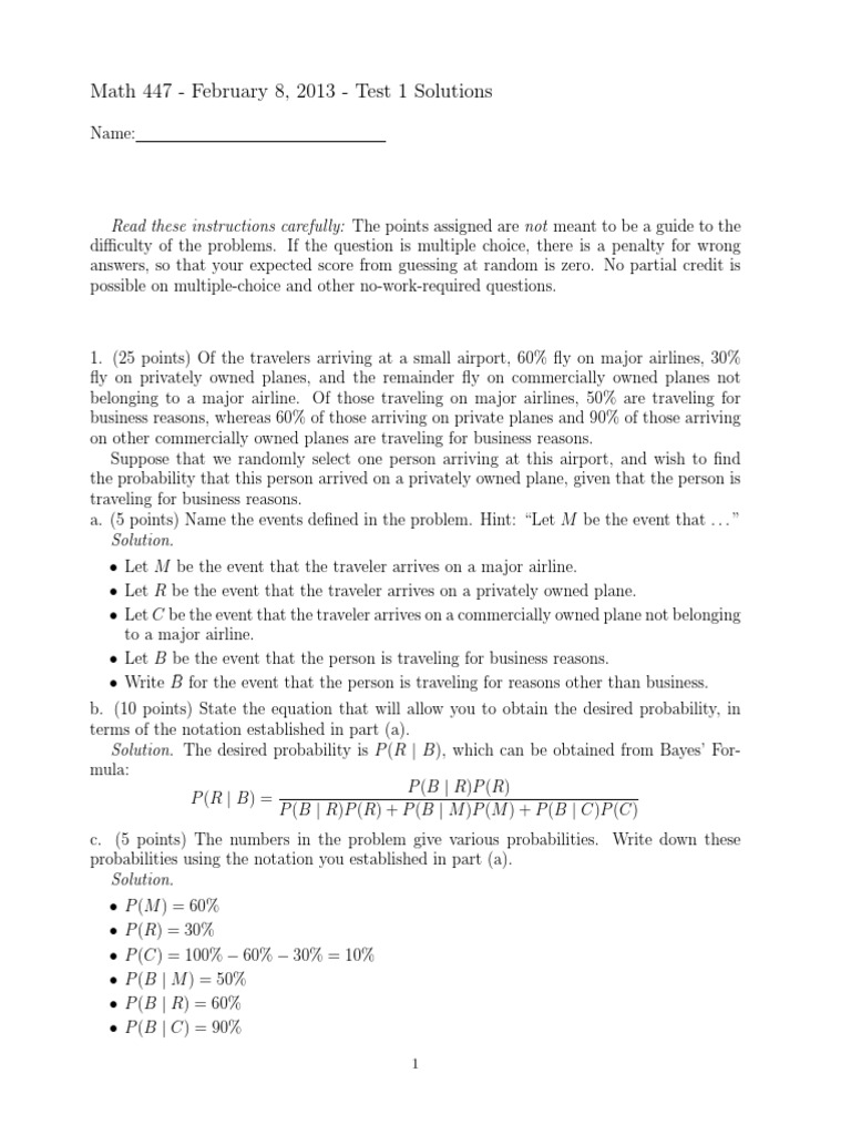 Sol1 To Putnam Problems | PDF | Multiple Choice | Applied Mathematics