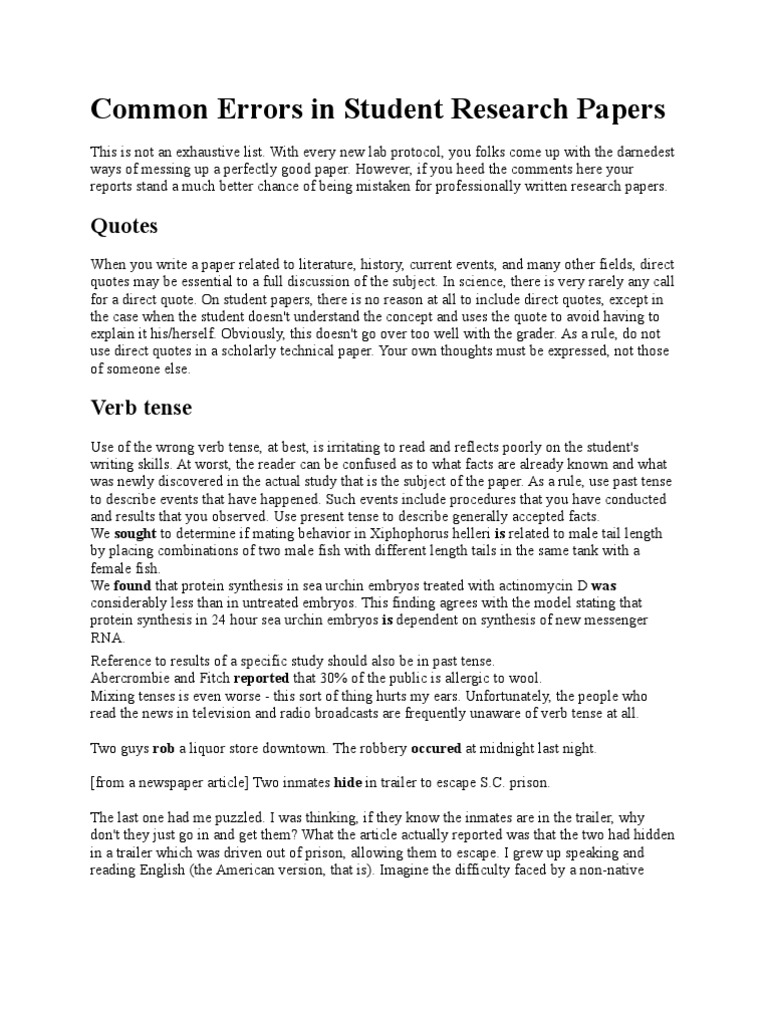 Common Errors in Student Research Papers | PDF | Significant Figures ...