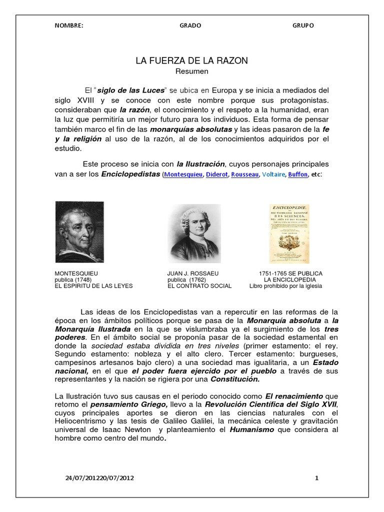 Acividad 1 Resumen La Fuerza de La Razon | PDF | Era de iluminacion ...