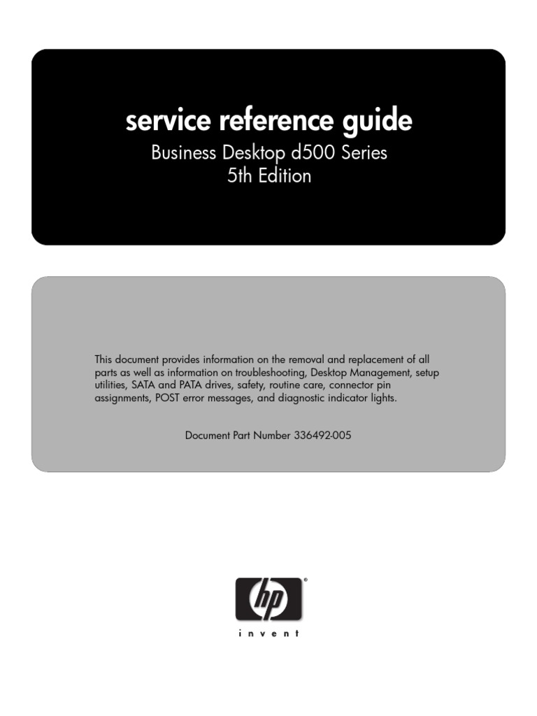 Service Reference Guide HP DC530 (c00072736) | PDF