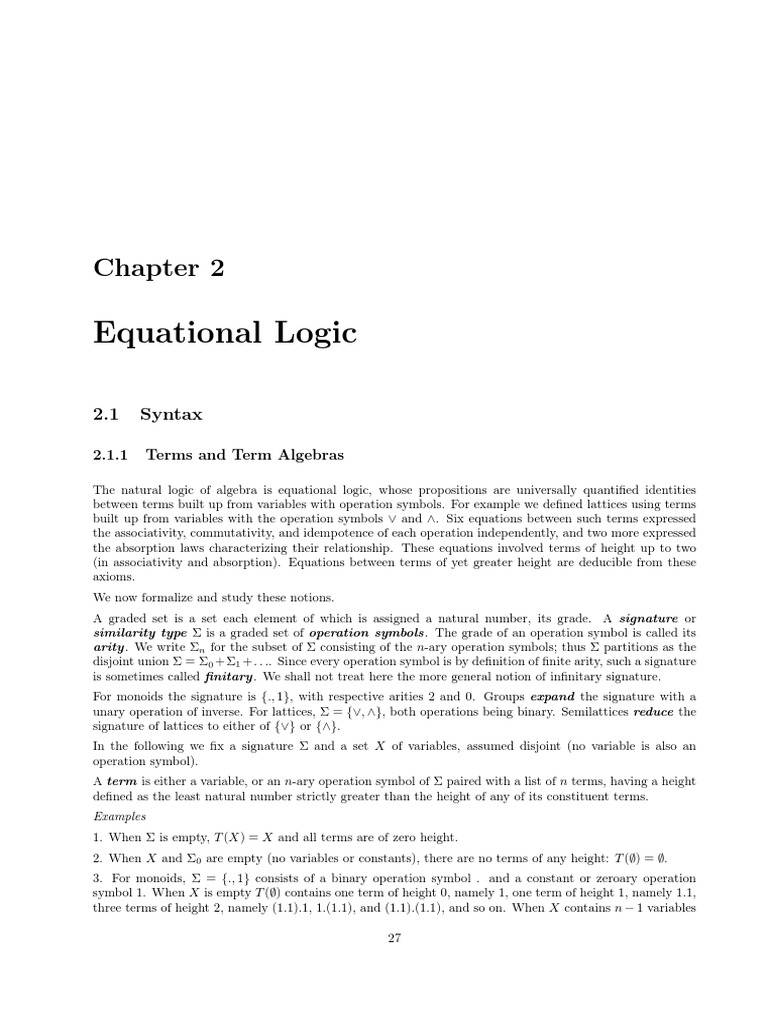 Equational Logic: 2.1 Syntax | PDF | Universal Algebra | Teaching Mathematics