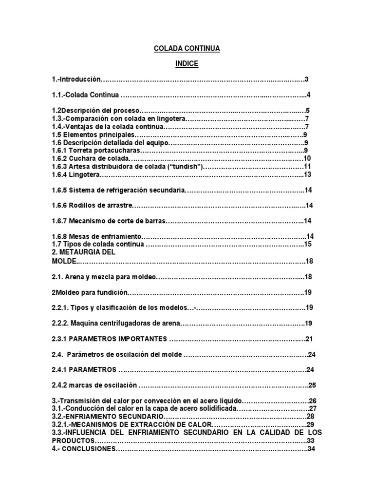Proceso de Colada Continua en Siderurgia | PDF | Aluminio | Acero