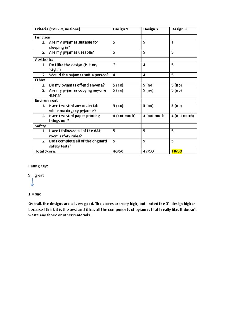 Criteria Chart | PDF