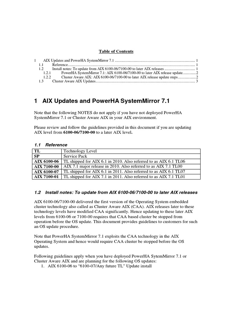 Upgrading CAA in A PowerHA v7.1 Cluster | PDF | Computer Cluster ...