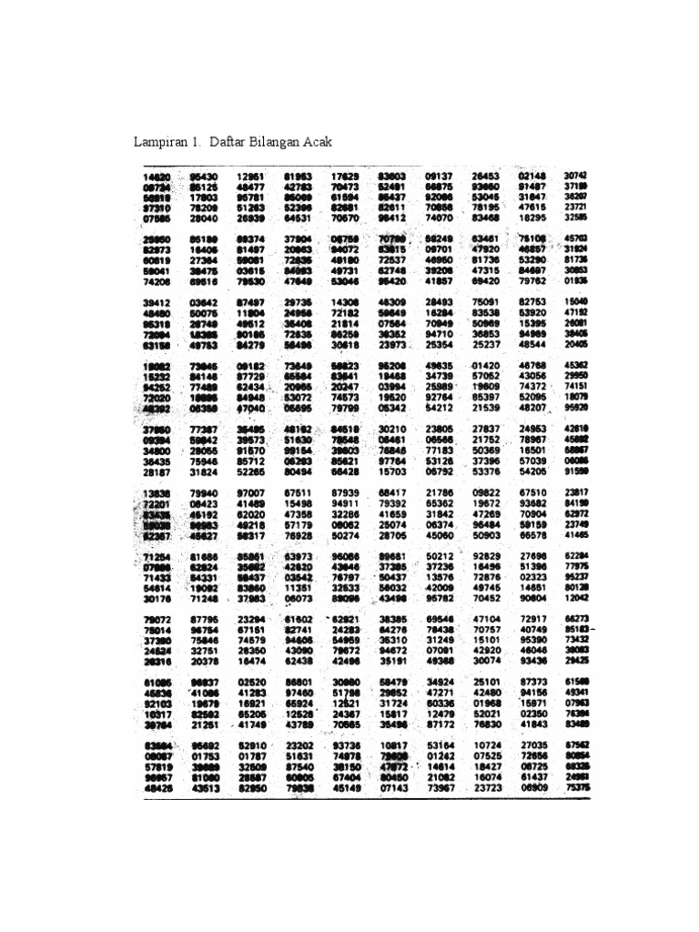 Tabel Bilangan Acak | PDF