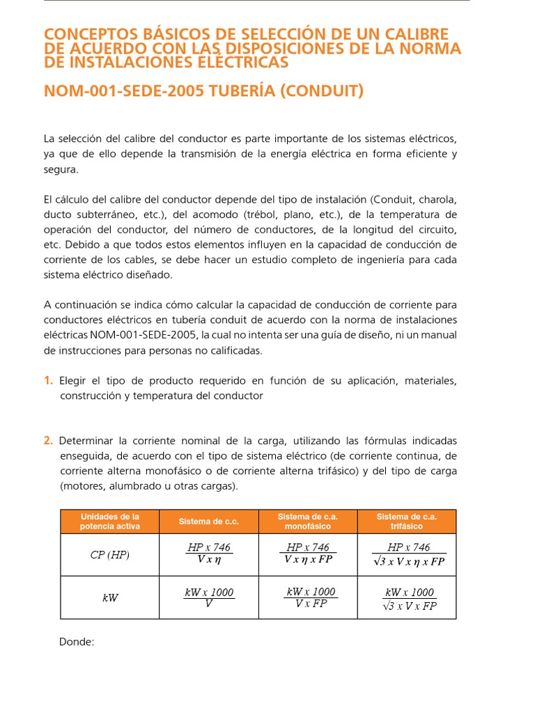 Selección de Calibre en Cables para Construcción LATINCASA | PDF ...