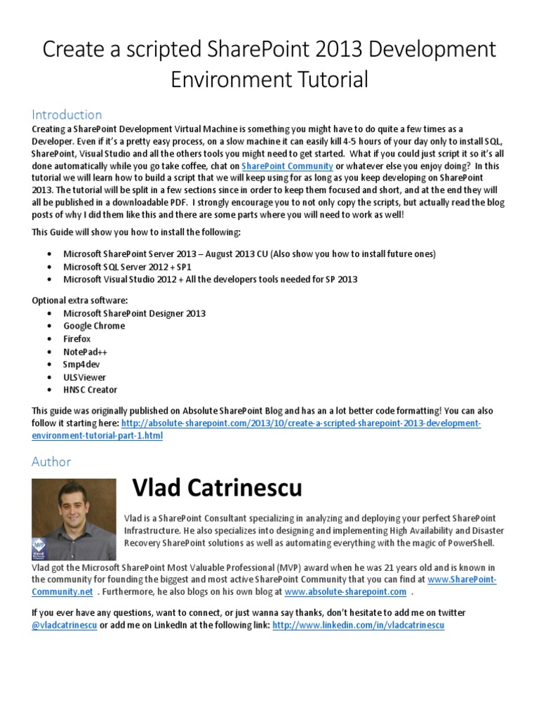 Create A Scriped SharePoint 2013 Development Environment Tutorial | PDF | Windows Registry ...