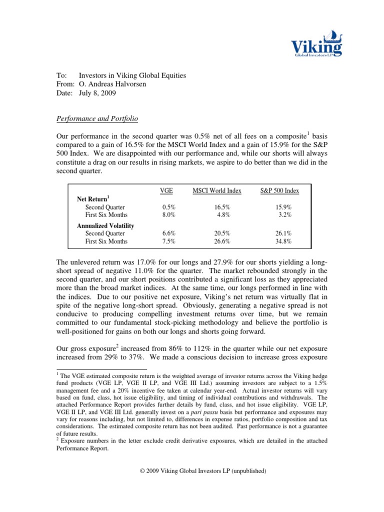 Viking Q2 Letter | PDF | Debits And Credits | Stocks