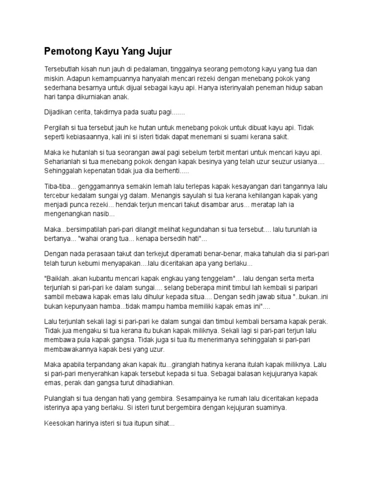 Pemotong Kayu Yang Jujur | PDF