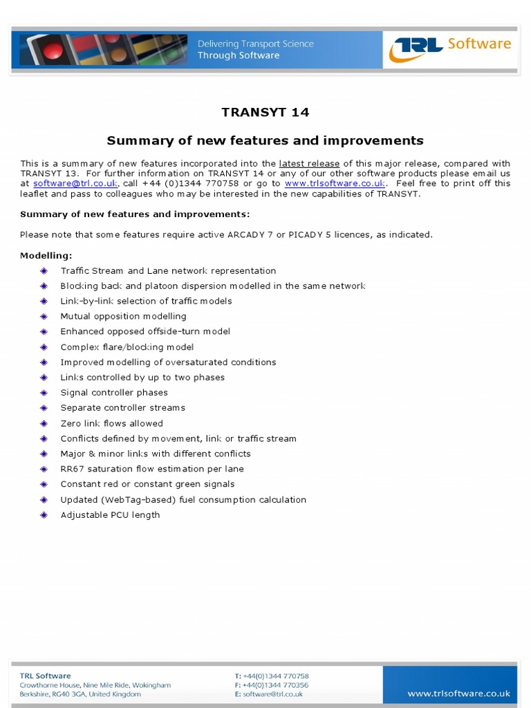 TRANSYT 14 New Features | PDF | Traffic | Graphical User Interfaces