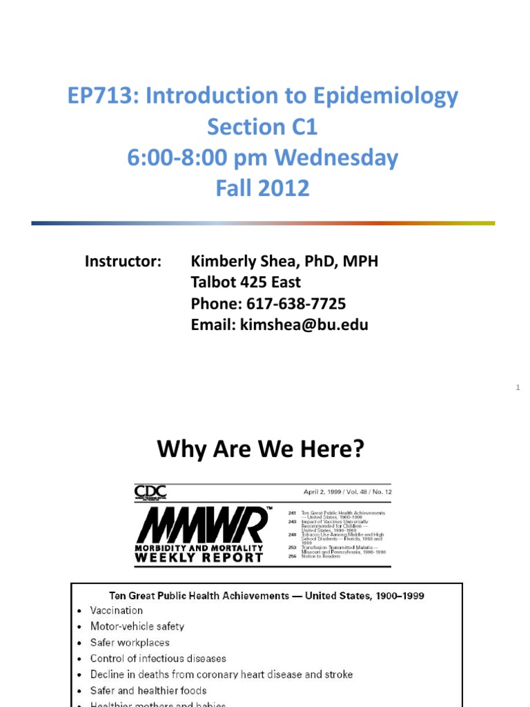 Lecture 1 - Introduction and History of Epi | PDF | Epidemiology ...
