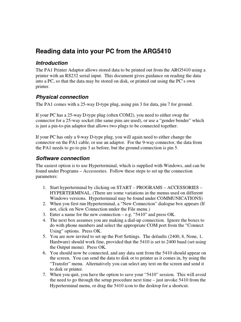 ARG 5410 EPIRB Tester Connectting To PC | PDF