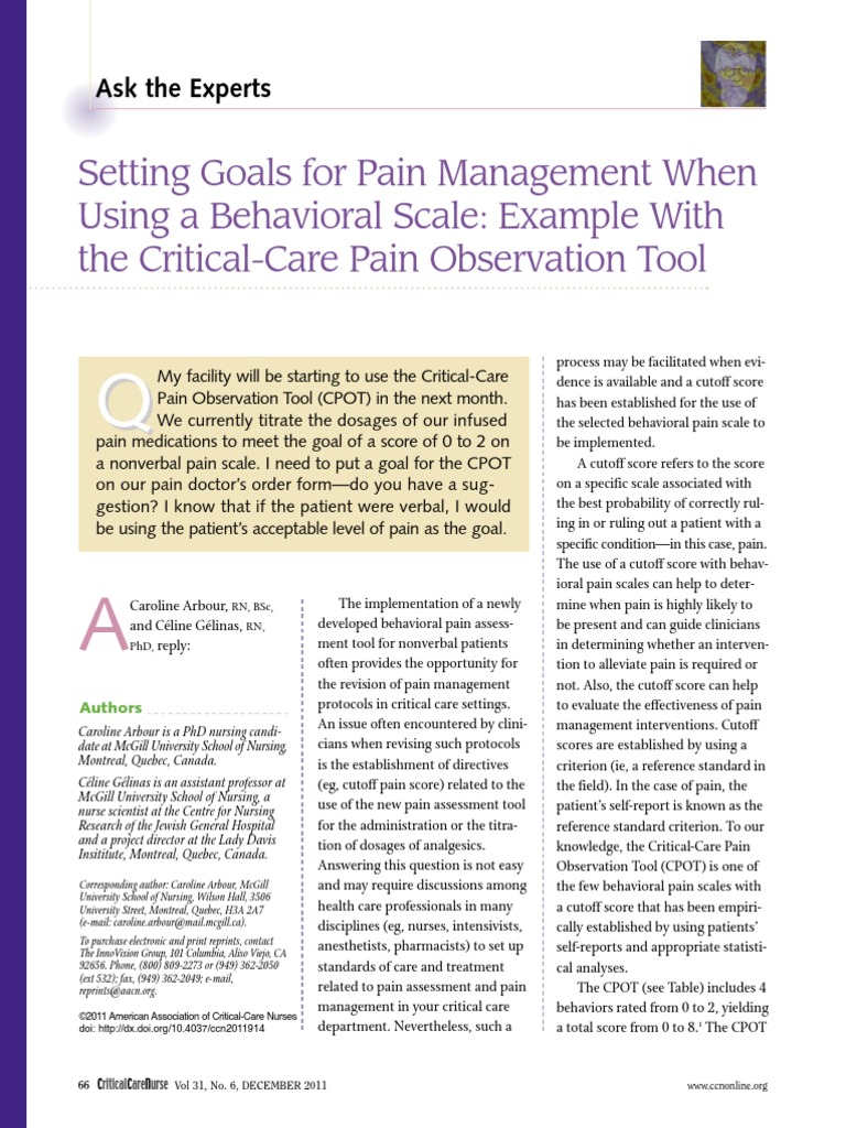 CCPOT | Download Free PDF | Intensive Care Unit | Pain