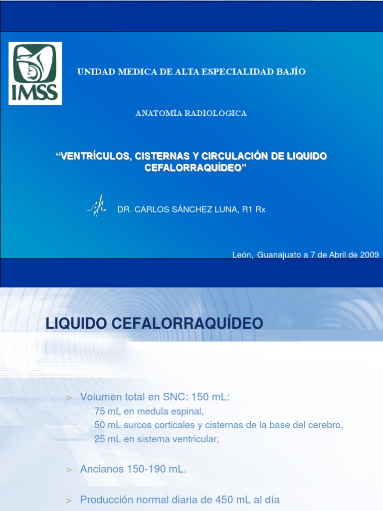 Cisternas, Sistema Ventricular y LCR | PDF | Fluido cerebroespinal ...