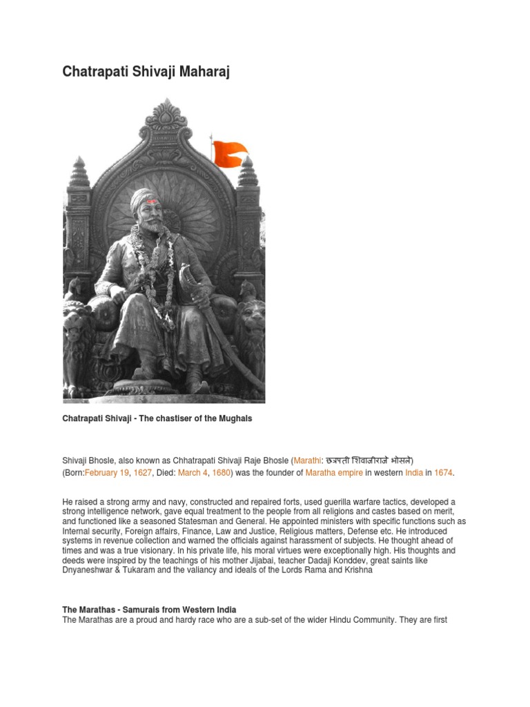 Shivaji Maharaj: Visionary of Maratha Empire | PDF | Armed Conflict ...