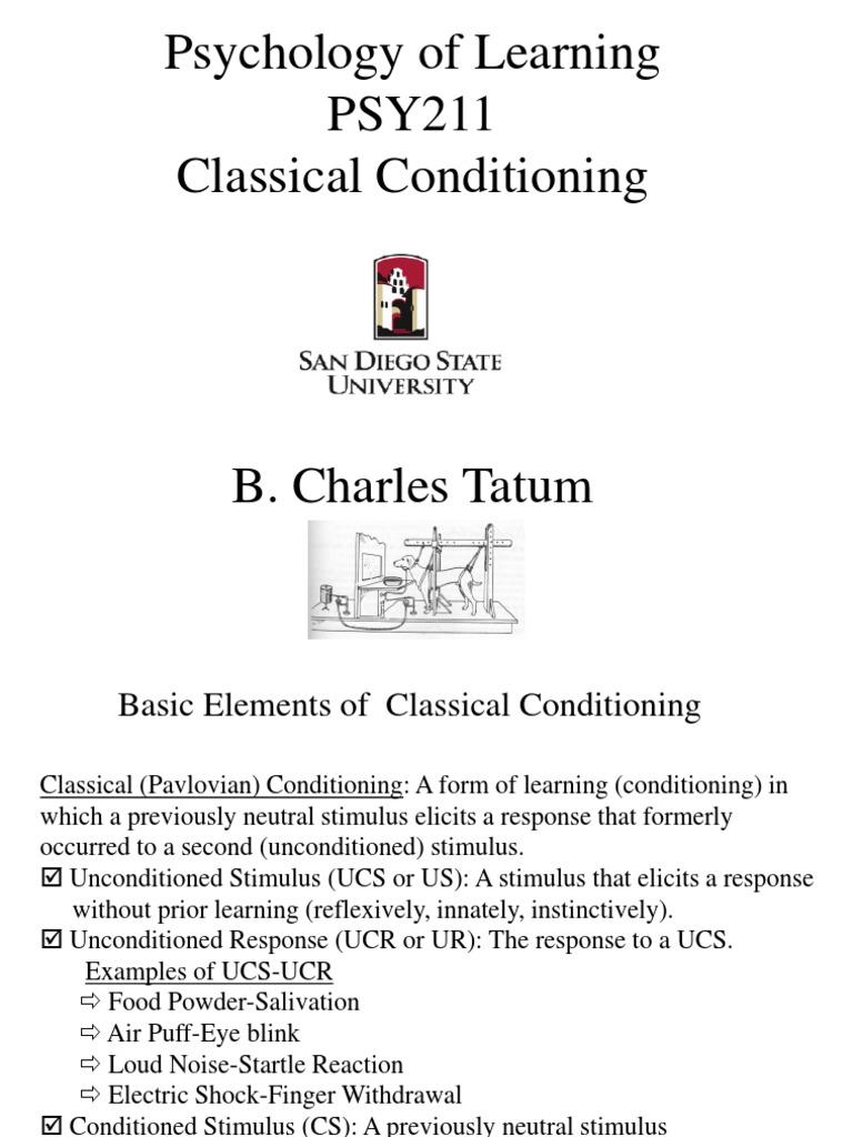 PSY211 Classical Conditioning | PDF | Classical Conditioning | Cognitive Neuroscience