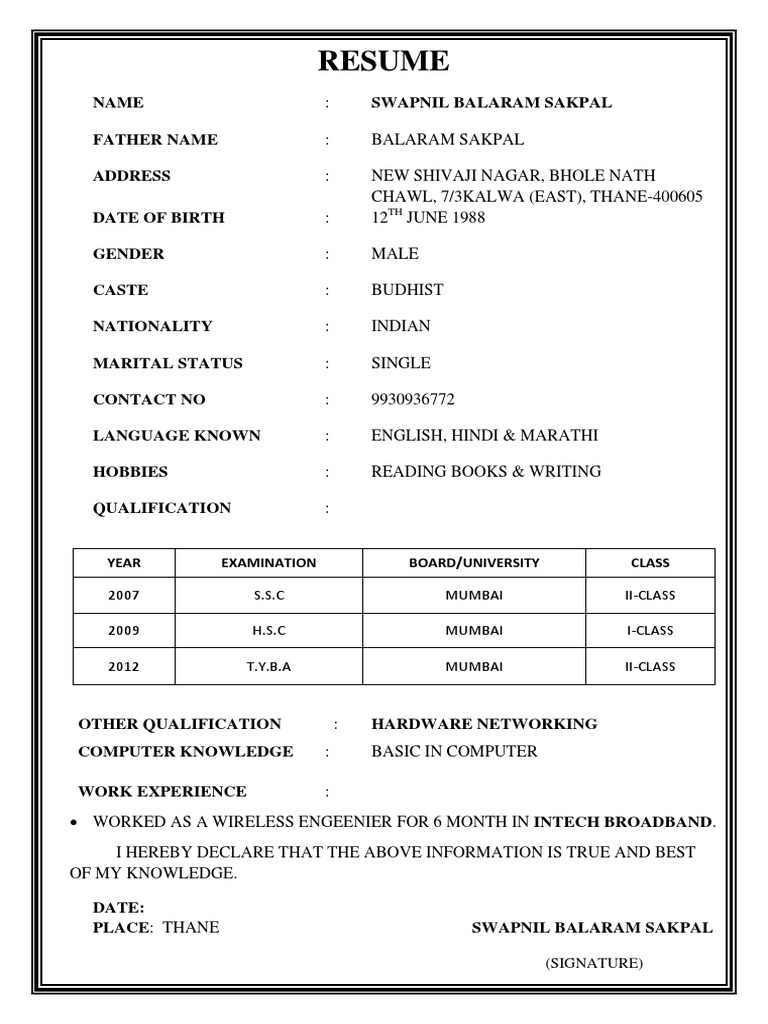 Resume of Swapnil Balaram Sakpal | PDF
