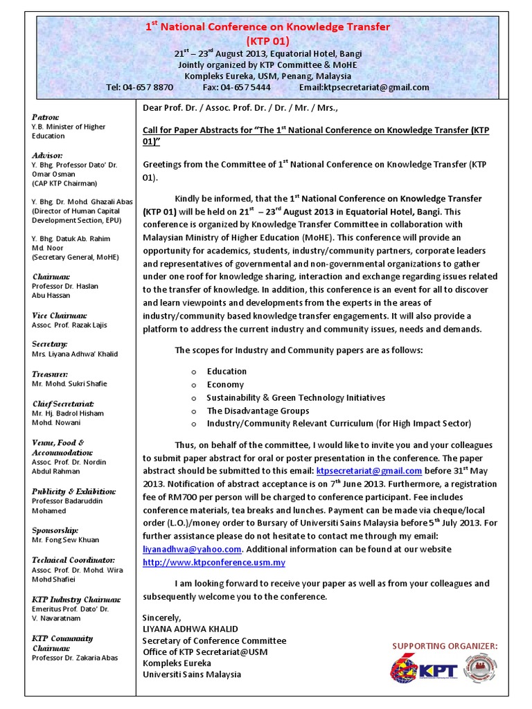 1 National Conference On Knowledge Transfer (KTP 01) | PDF | Malaysia