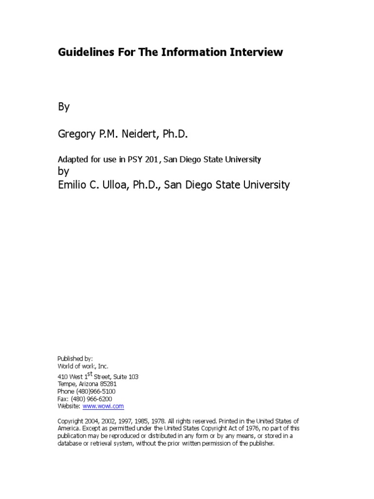 Information Interview Guidelines | PDF | Job Interview | Labour