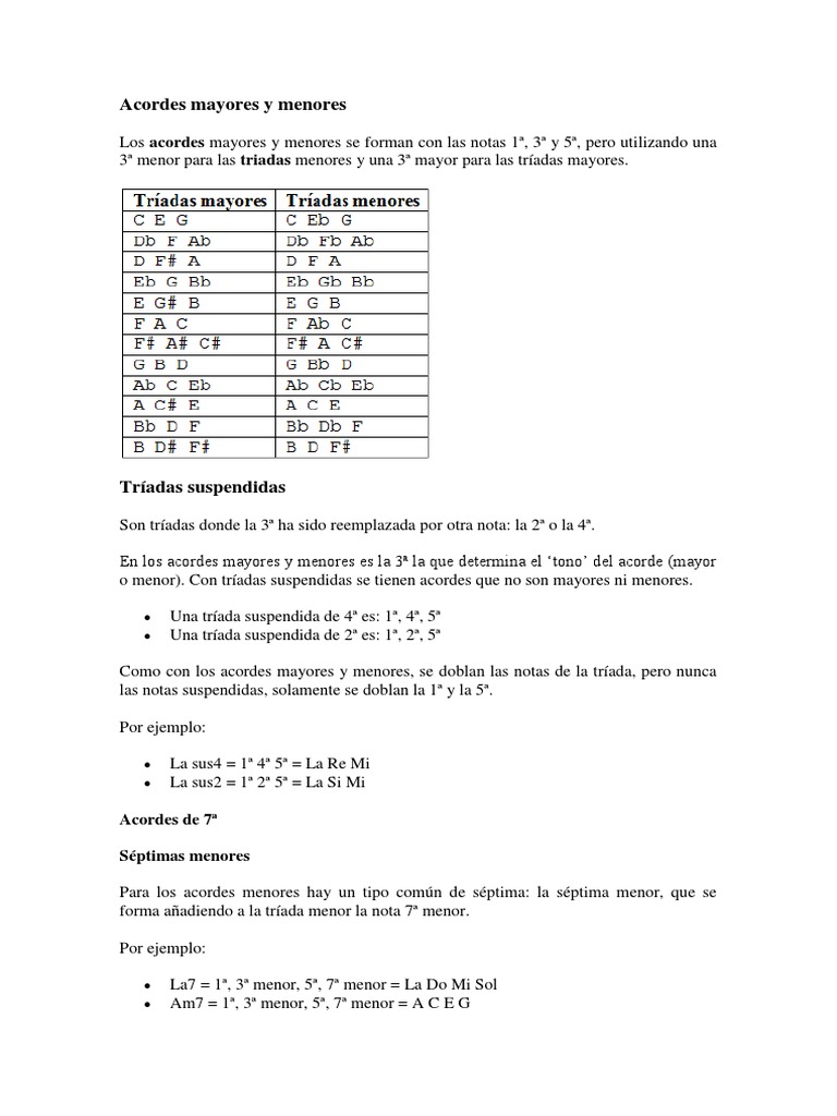 Formacion de Los Acordes | PDF | Acorde (Música) | Notación musical