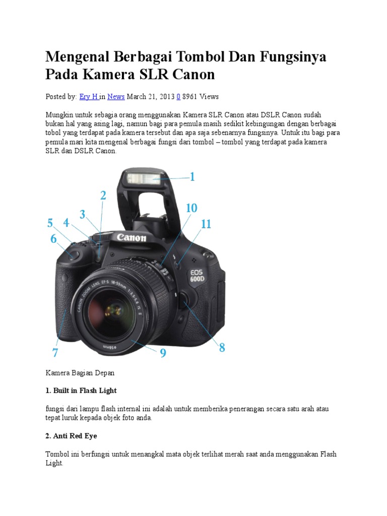 Tombol Dan Fungsi Pada Kamera DSLR Canon | PDF