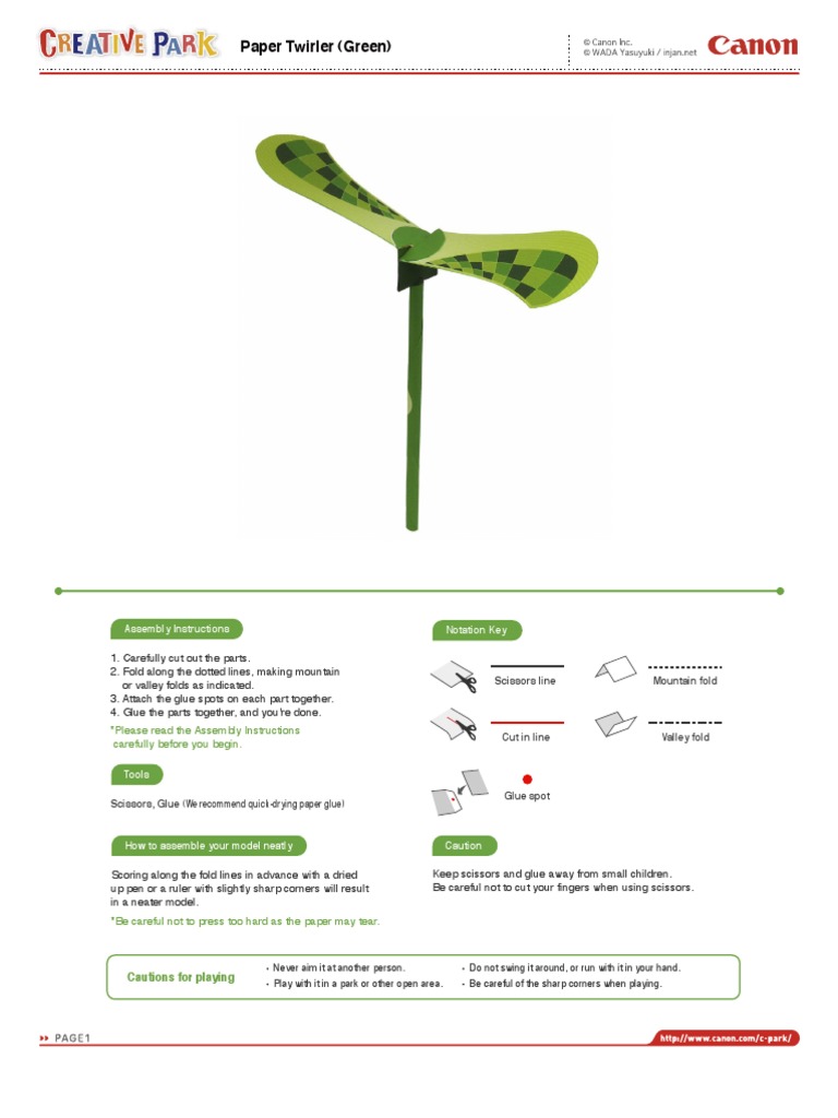 Paper Twirler (Green) : Assembly Instructions Notation Key | PDF