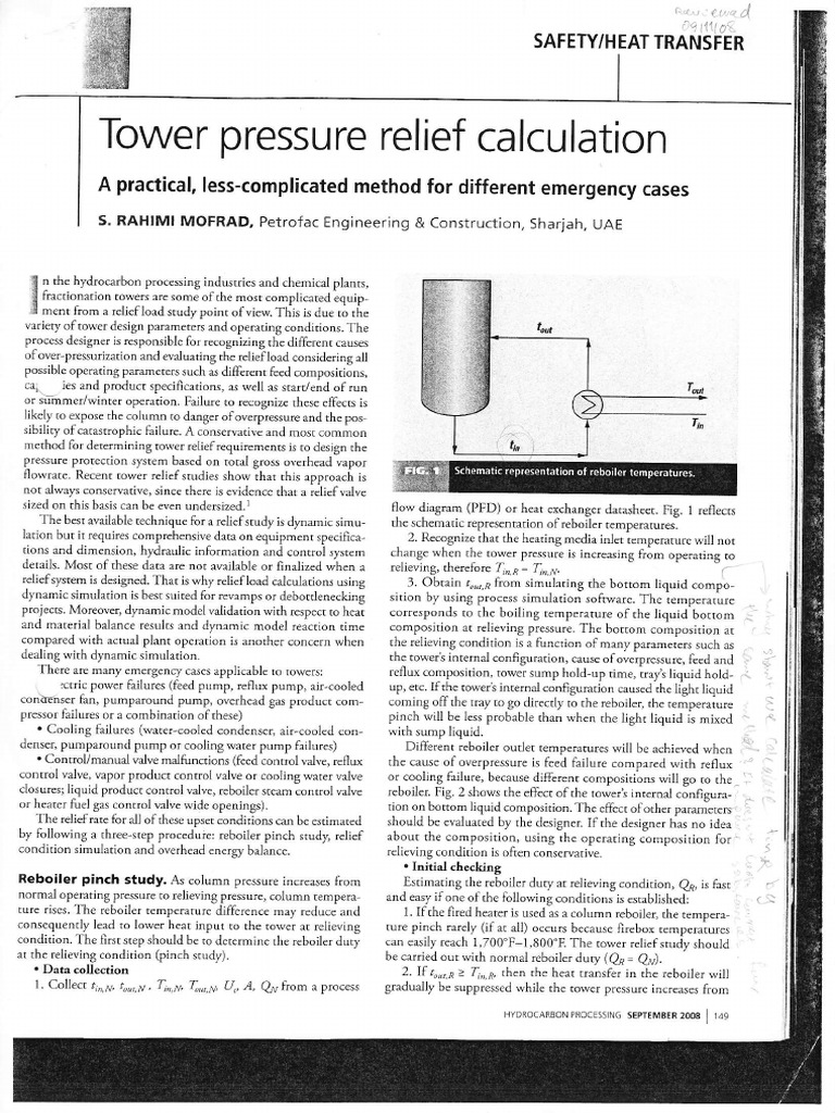 Tower Pressure Relief | Download Free PDF | Thermodynamics | Chemistry
