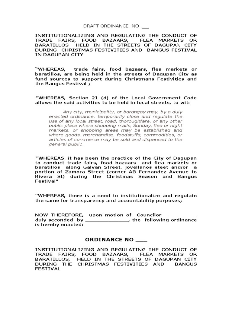 Street Market Ordinance | PDF | Economies | Government
