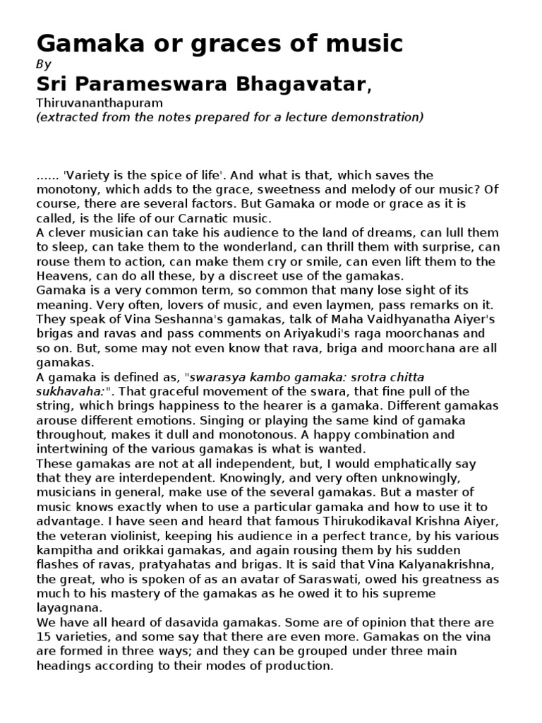 gamaka | Musicology | Classical And Art Music Traditions