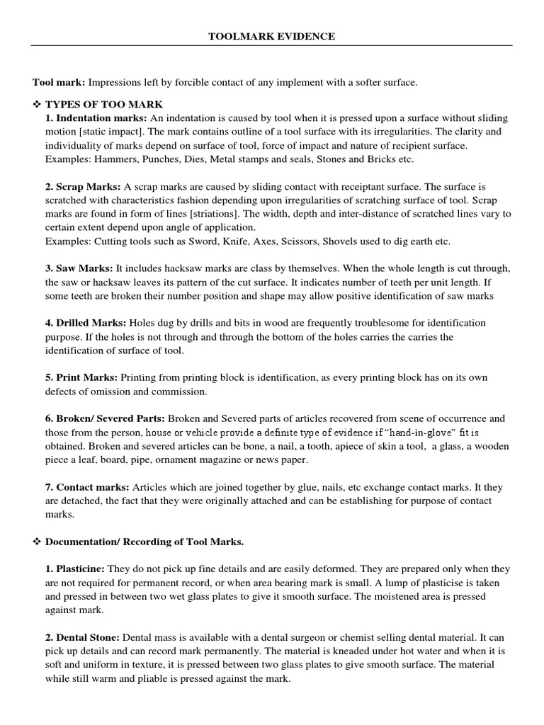 TOOLMARK EVIDENCE | PDF | Photograph | Tools