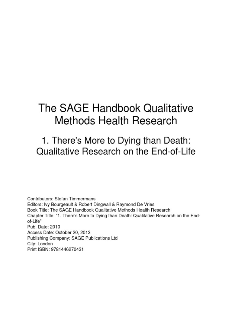 There's More To Dying Than Death - Qualitative Research On The End-Of ...