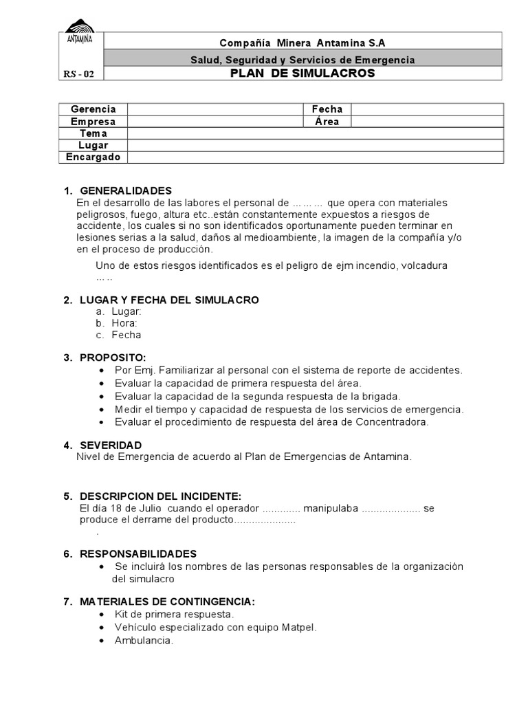 Plan de Simulacro | PDF