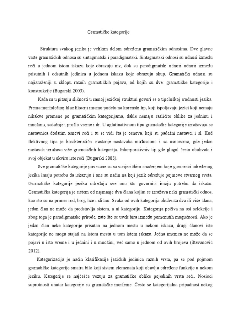Gramaticke Kategorije | PDF