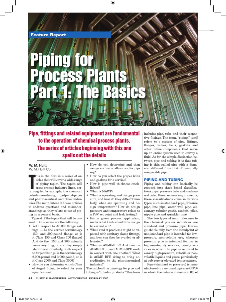 Piping For Process Plants Part-1 | PDF | Pipe (Fluid Conveyance) | Welding