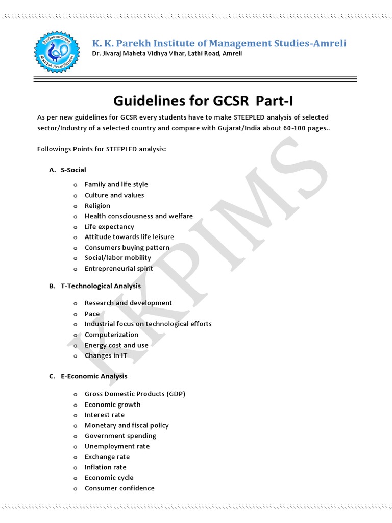 GCSR STEEPLED Analysis Guide | PDF