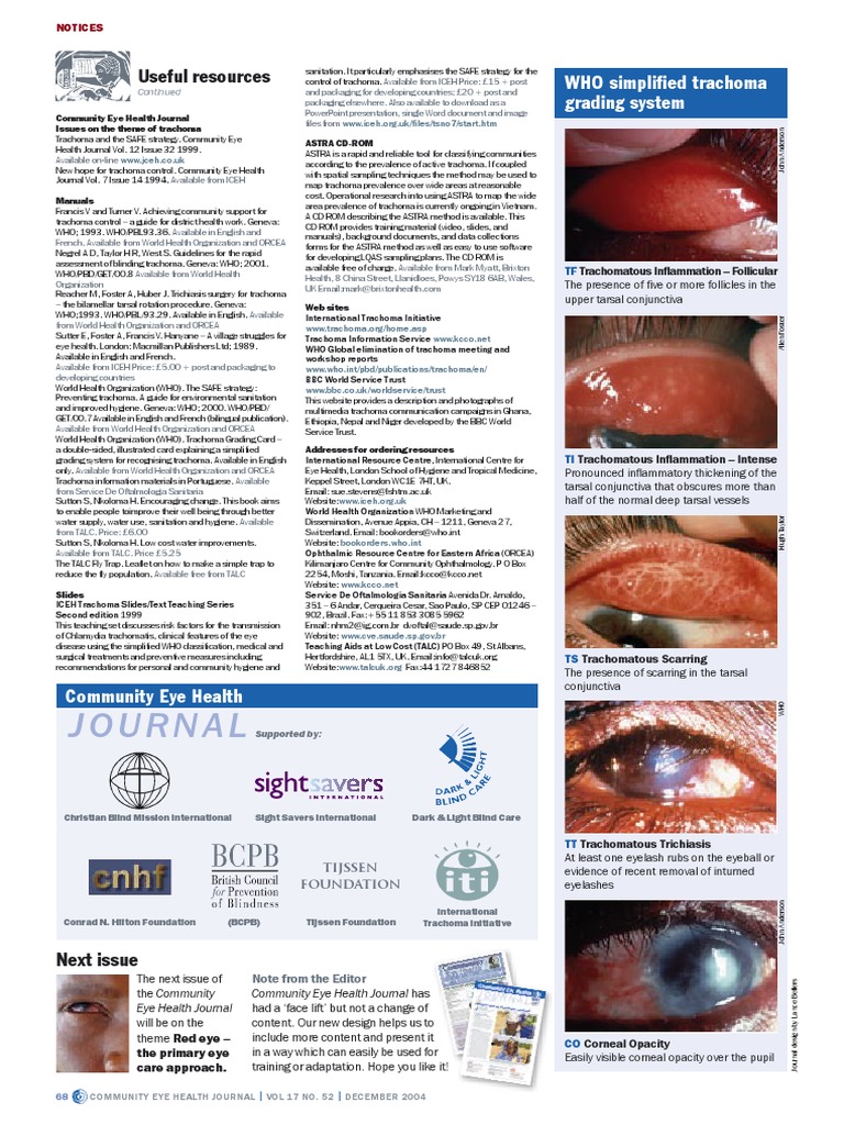 WHO Simplified Trachoma Grading System | PDF | Public Health | Medicine