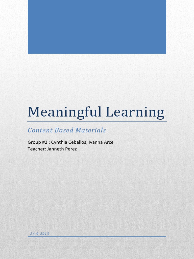 Meaningful Learning | PDF | Learning | Knowledge