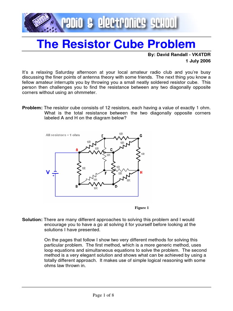 Resistor Cube Problem | Resistor | Electrical Resistance And Conductance