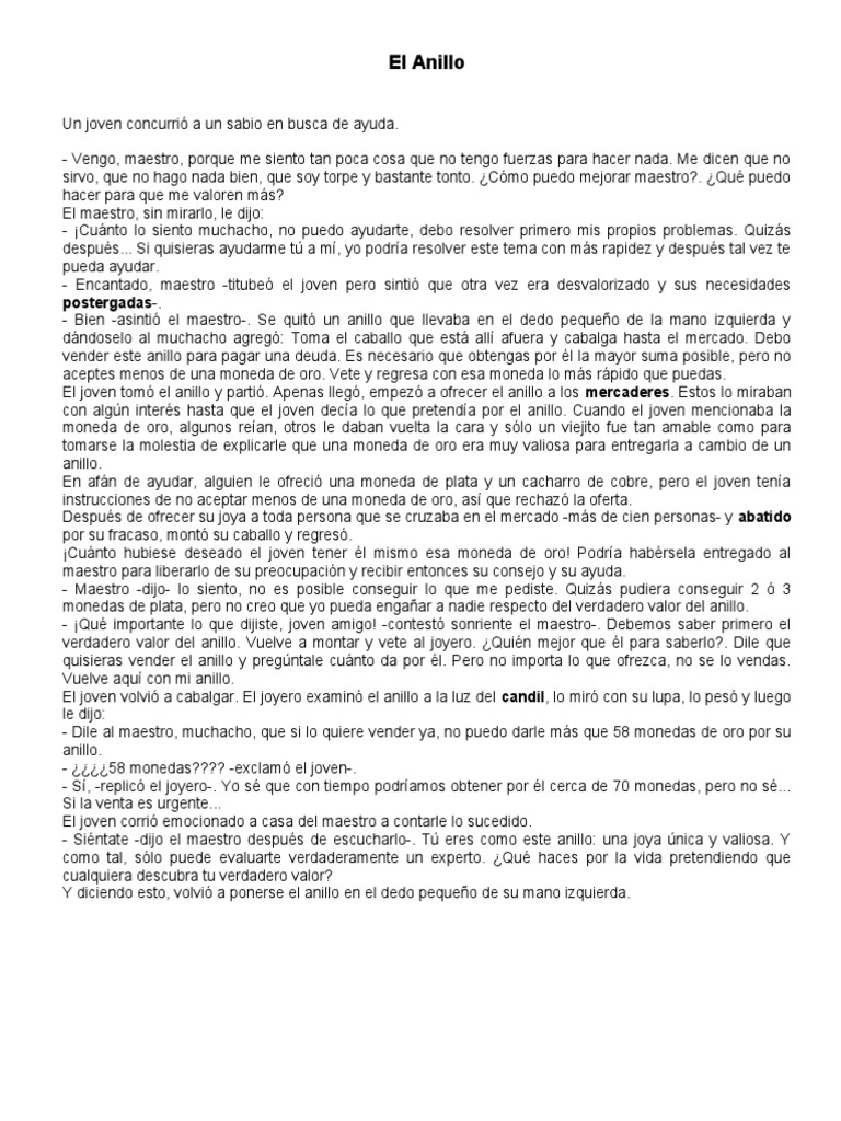 El Anillo Lectura | PDF | Ocio